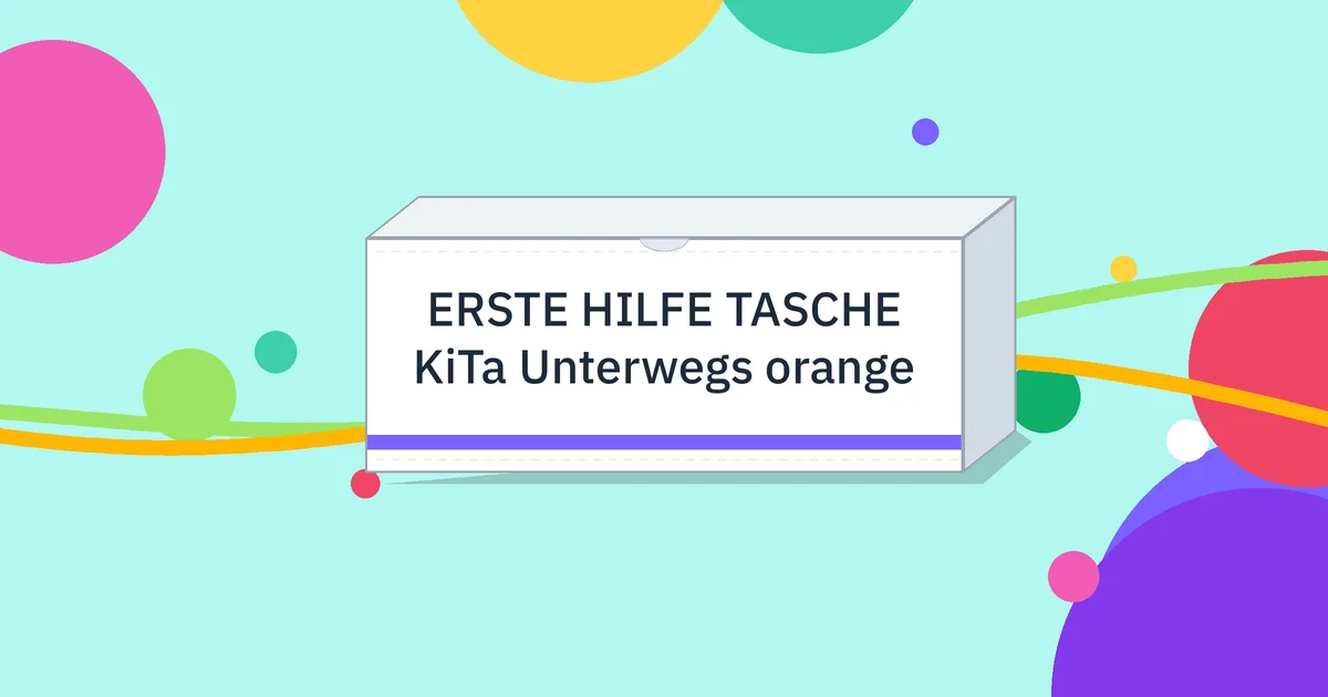 Symbolbild: Packung mit der Aufschrift ERSTE HILFE TASCHE KiTa Unterwegs orange (PZN 00118842) – Verfügbarkeit und Bezug in Apotheken in Frankfurt am Main