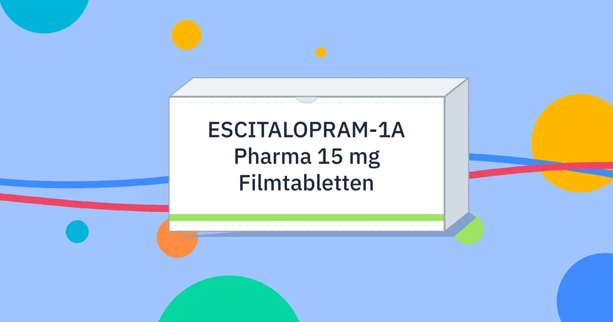 Symbolbild: Packung mit der Aufschrift ESCITALOPRAM-1A Pharma 15 mg Filmtabletten (PZN 10253653) – Verfügbarkeit und Bezug in Apotheken in Frankfurt am Main
