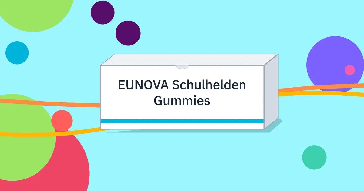 Symbolbild: Packung mit der Aufschrift EUNOVA Schulhelden Gummies (PZN 19128926) – Verfügbarkeit und Bezug in Apotheken in Frankfurt am Main