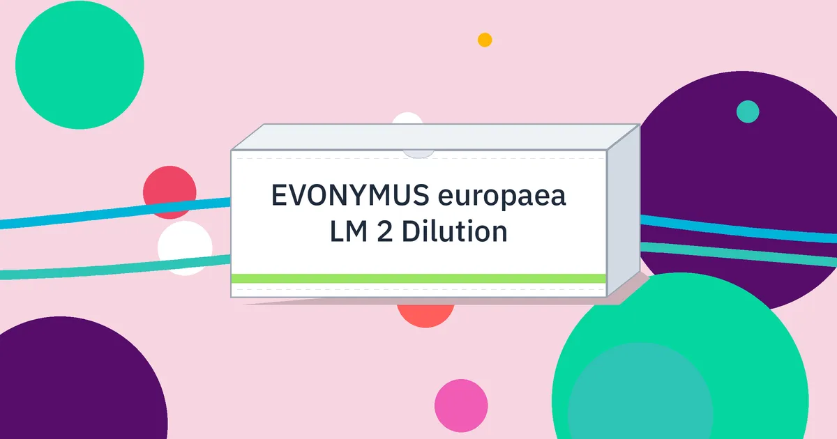 Symbolbild: Packung mit der Aufschrift EVONYMUS europaea LM 2 Dilution (PZN 13484494) – Verfügbarkeit und Bezug in Apotheken in Frankfurt am Main