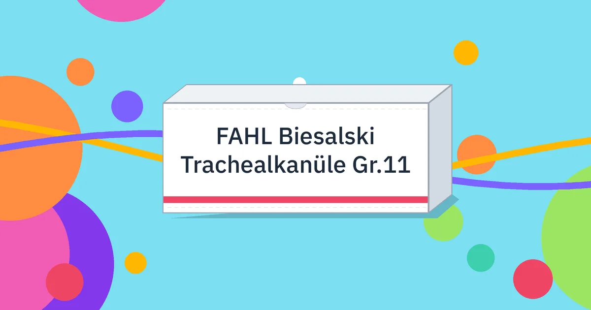 Symbolbild: Packung mit der Aufschrift FAHL Biesalski Trachealkanüle Gr.11 (PZN 10539065) – Verfügbarkeit und Bezug in Apotheken in Frankfurt am Main