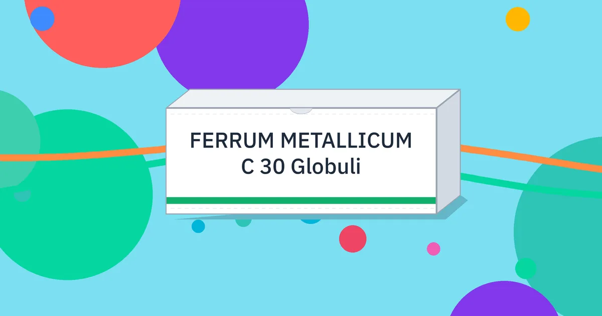 Symbolbild: Packung mit der Aufschrift FERRUM METALLICUM C 30 Globuli (PZN 02898672) – Verfügbarkeit und Bezug in Apotheken in Frankfurt am Main