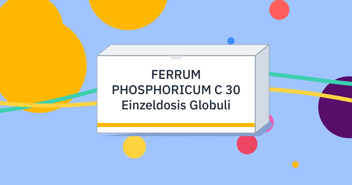 Symbolbild: Packung mit der Aufschrift FERRUM PHOSPHORICUM C 30 Einzeldosis Globuli (PZN 01943488) – Verfügbarkeit und Bezug in Apotheken in Frankfurt am Main