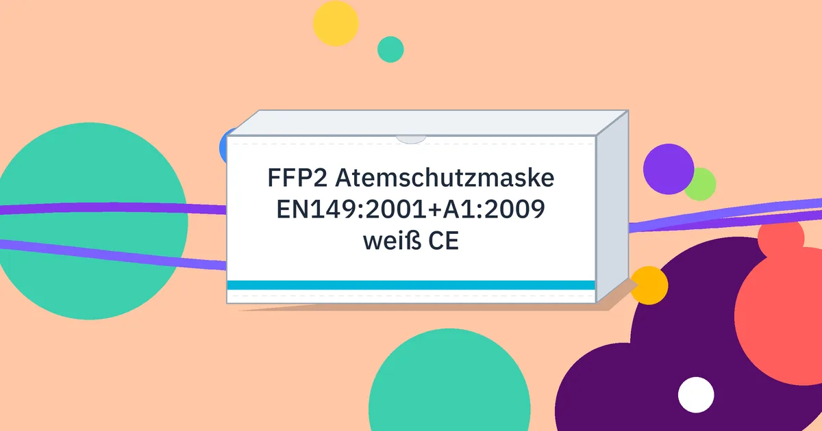 Symbolbild: Packung mit der Aufschrift FFP2 Atemschutzmaske EN149:2001+A1:2009 weiß CE (PZN 17257720) – Verfügbarkeit und Bezug in Apotheken in Frankfurt am Main