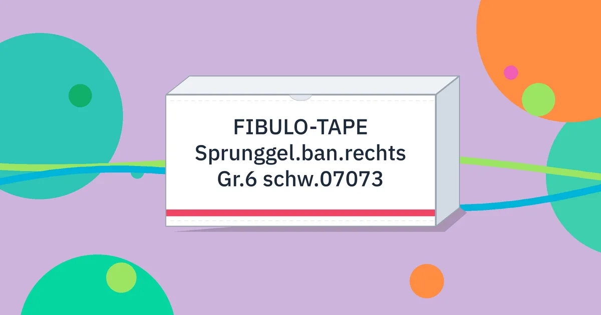 Symbolbild: Packung mit der Aufschrift FIBULO-TAPE Sprunggel.ban.rechts Gr.6 schw.07073 (PZN 16170046) – Verfügbarkeit und Bezug in Apotheken in Frankfurt am Main