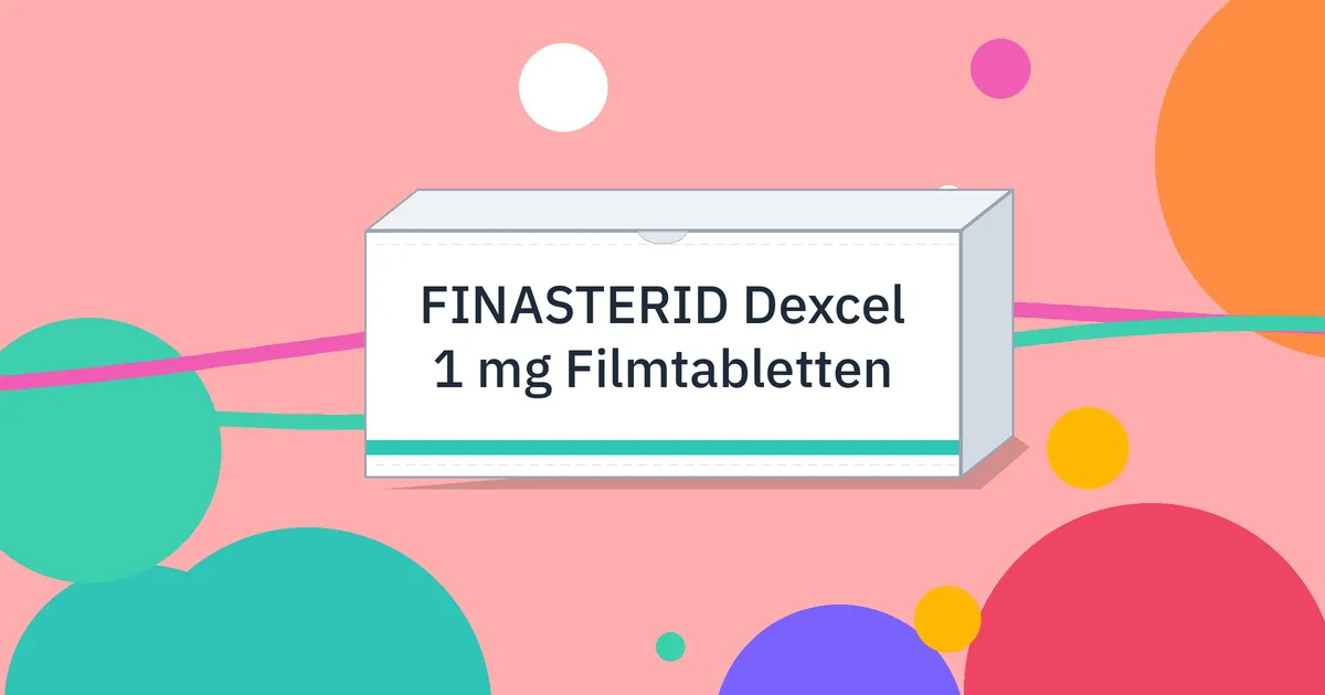 Symbolbild: Packung mit der Aufschrift FINASTERID Dexcel 1 mg Filmtabletten (PZN 16124282) – Verfügbarkeit und Bezug in Apotheken in Frankfurt am Main