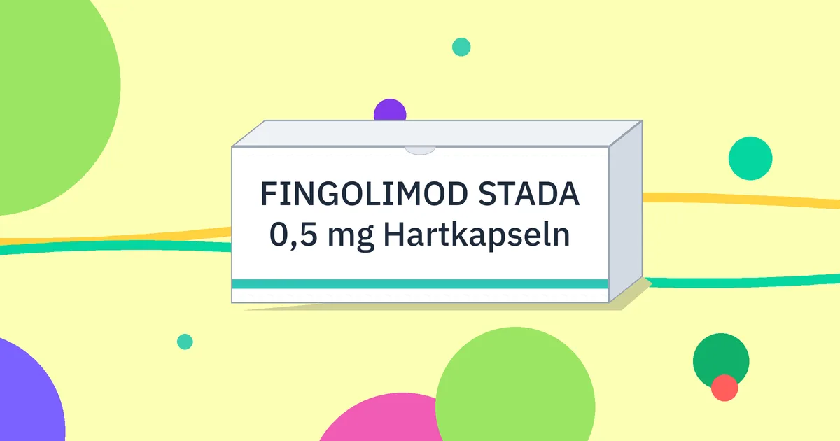 Symbolbild: Packung mit der Aufschrift FINGOLIMOD STADA 0,5 mg Hartkapseln (PZN 17592045) – Verfügbarkeit und Bezug in Apotheken in Frankfurt am Main