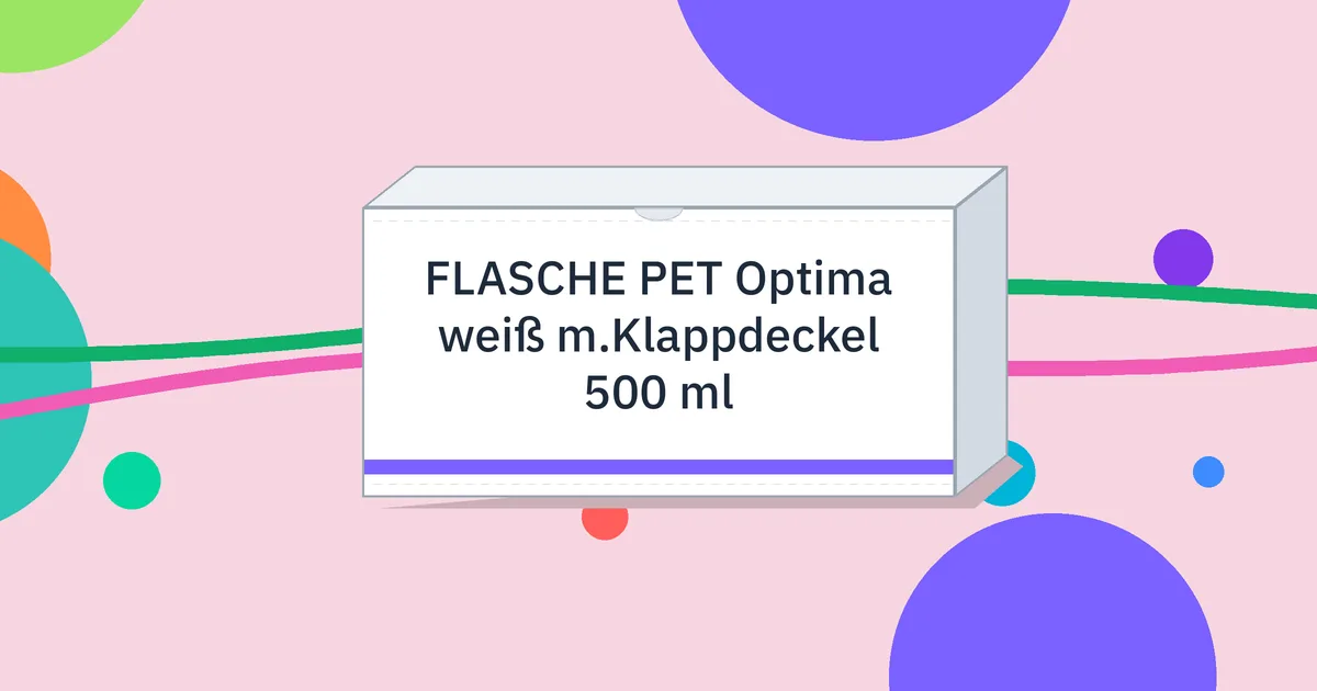 Symbolbild: Packung mit der Aufschrift FLASCHE PET Optima weiß m.Klappdeckel 500 ml (PZN 07607573) – Verfügbarkeit und Bezug in Apotheken in Frankfurt am Main