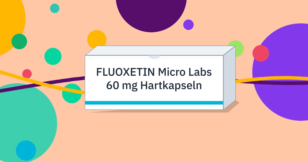 Symbolbild: Packung mit der Aufschrift FLUOXETIN Micro Labs 60 mg Hartkapseln (PZN 18354595) – Verfügbarkeit und Bezug in Apotheken in Frankfurt am Main