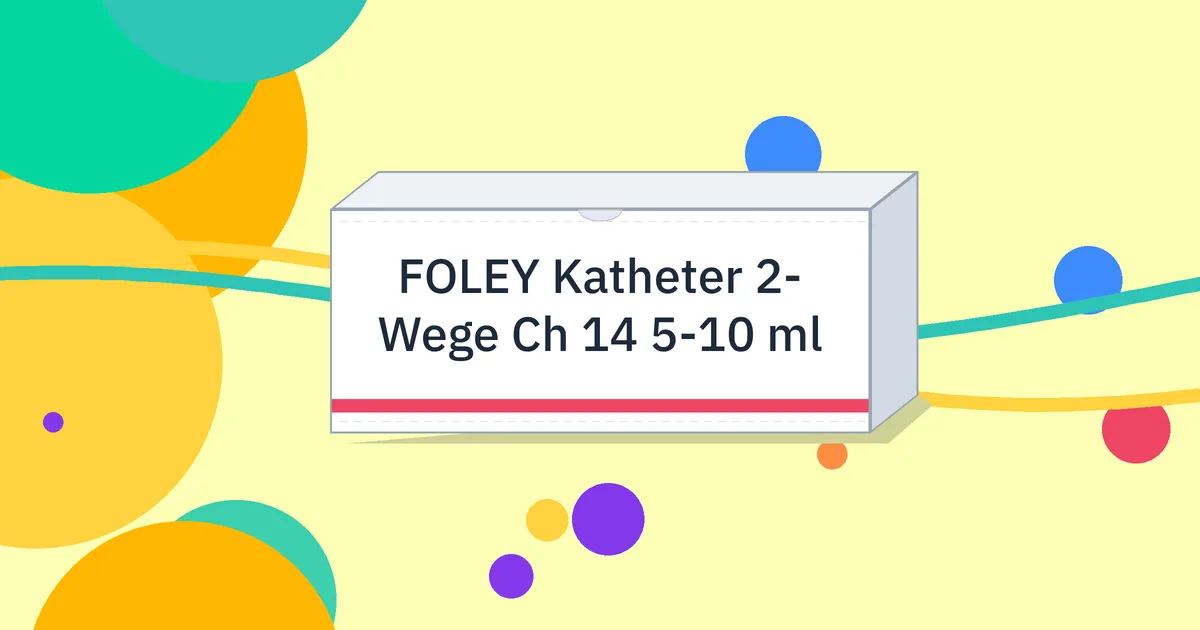 Symbolbild: Packung mit der Aufschrift FOLEY Katheter 2-Wege Ch 14 5-10 ml (PZN 04365796) – Verfügbarkeit und Bezug in Apotheken in Frankfurt am Main