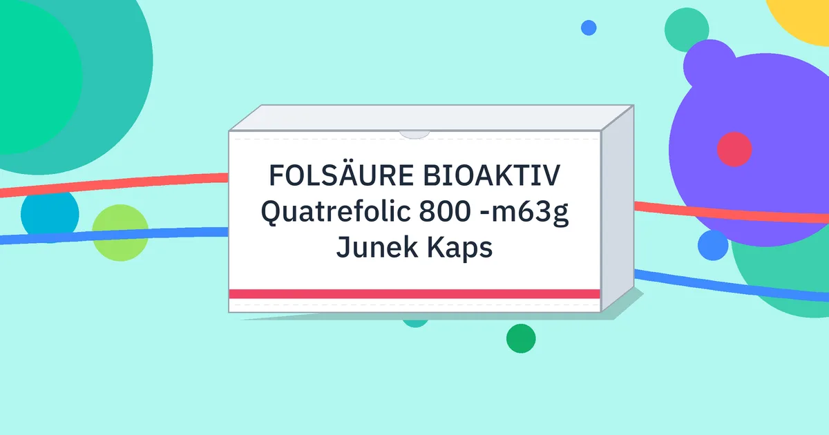 Symbolbild: Packung mit der Aufschrift FOLSÄURE BIOAKTIV Quatrefolic 800 -m63g Junek Kaps (PZN 18310988) – Verfügbarkeit und Bezug in Apotheken in Frankfurt am Main