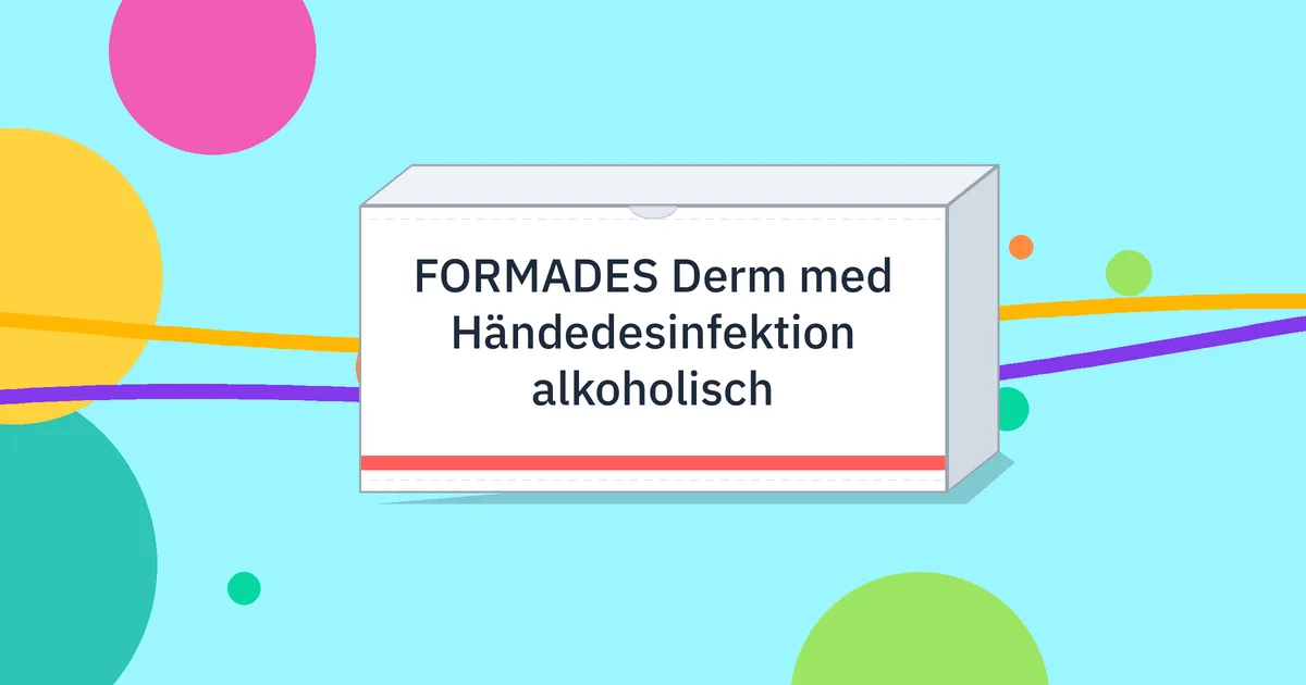 Symbolbild: Packung mit der Aufschrift FORMADES Derm med Händedesinfektion alkoholisch (PZN 12575935) – Verfügbarkeit und Bezug in Apotheken in Frankfurt am Main