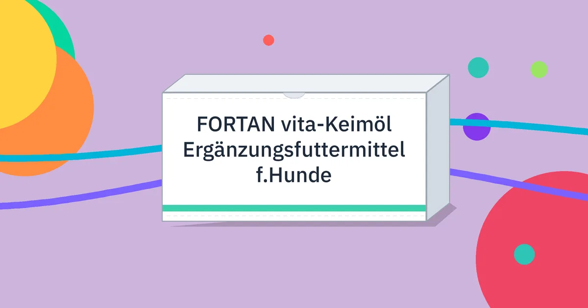 Symbolbild: Packung mit der Aufschrift FORTAN vita-Keimöl Ergänzungsfuttermittel f.Hunde (PZN 14238544) – Verfügbarkeit und Bezug in Apotheken in Frankfurt am Main