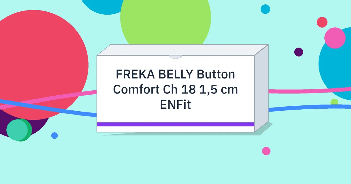 Symbolbild: Packung mit der Aufschrift FREKA BELLY Button Comfort Ch 18 1,5 cm ENFit (PZN 11481474) – Verfügbarkeit und Bezug in Apotheken in Frankfurt am Main