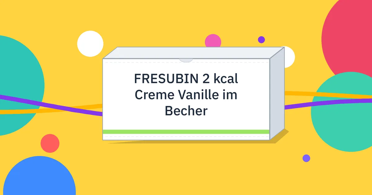 Symbolbild: Packung mit der Aufschrift FRESUBIN 2 kcal Creme Vanille im Becher (PZN 18789749) – Verfügbarkeit und Bezug in Apotheken in Frankfurt am Main