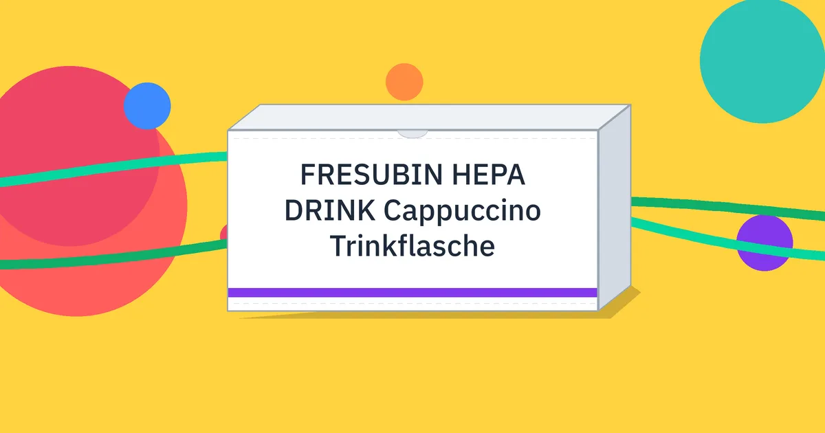 Symbolbild: Packung mit der Aufschrift FRESUBIN HEPA DRINK Cappuccino Trinkflasche (PZN 00553101) – Verfügbarkeit und Bezug in Apotheken in Frankfurt am Main
