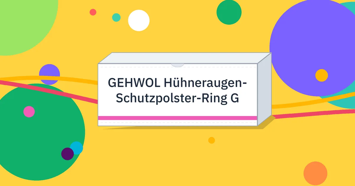 Symbolbild: Packung mit der Aufschrift GEHWOL Hühneraugen-Schutzpolster-Ring G (PZN 05957926) – Verfügbarkeit und Bezug in Apotheken in Frankfurt am Main