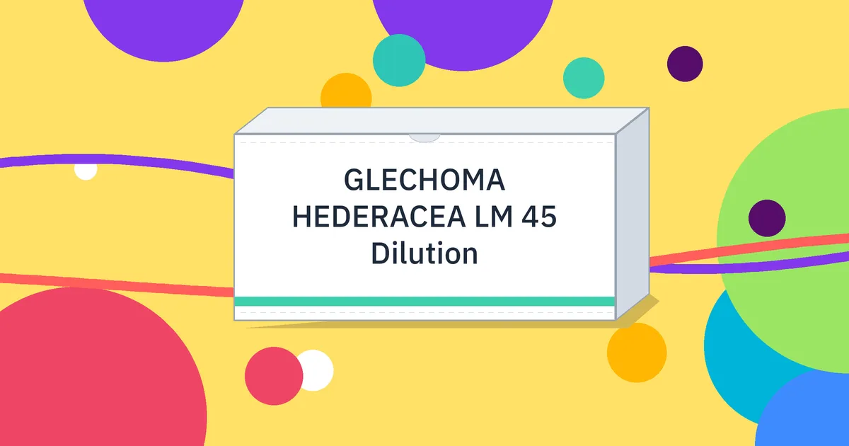 Symbolbild: Packung mit der Aufschrift GLECHOMA HEDERACEA LM 45 Dilution (PZN 13543512) – Verfügbarkeit und Bezug in Apotheken in Frankfurt am Main