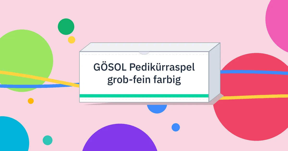Symbolbild: Packung mit der Aufschrift GÖSOL Pedikürraspel grob-fein farbig (PZN 15584923) – Verfügbarkeit und Bezug in Apotheken in Frankfurt am Main