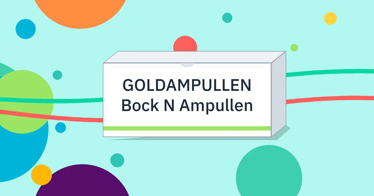 Symbolbild: Packung mit der Aufschrift GOLDAMPULLEN Bock N Ampullen (PZN 01044910) – Verfügbarkeit und Bezug in Apotheken in Frankfurt am Main