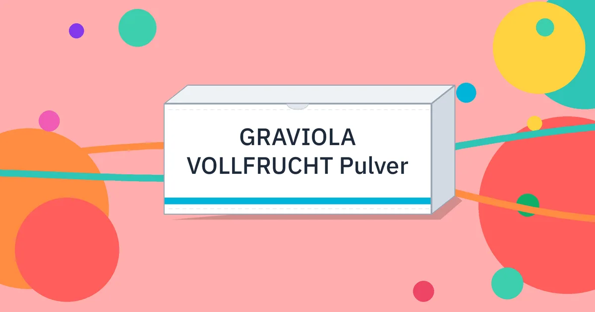 Symbolbild: Packung mit der Aufschrift GRAVIOLA VOLLFRUCHT Pulver (PZN 10627349) – Verfügbarkeit und Bezug in Apotheken in Frankfurt am Main