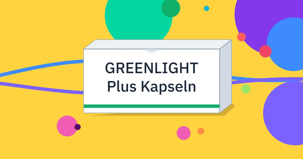 Symbolbild: Packung mit der Aufschrift GREENLIGHT Plus Kapseln (PZN 15426667) – Verfügbarkeit und Bezug in Apotheken in Frankfurt am Main