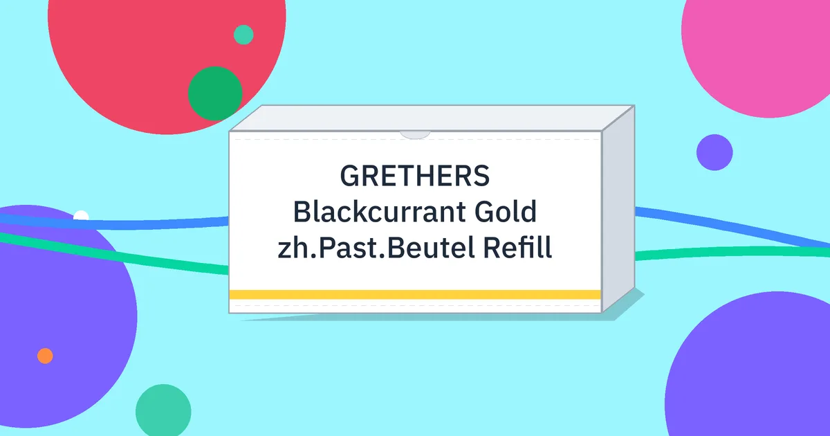 Symbolbild: Packung mit der Aufschrift GRETHERS Blackcurrant Gold zh.Past.Beutel Refill (PZN 19145592) – Verfügbarkeit und Bezug in Apotheken in Frankfurt am Main