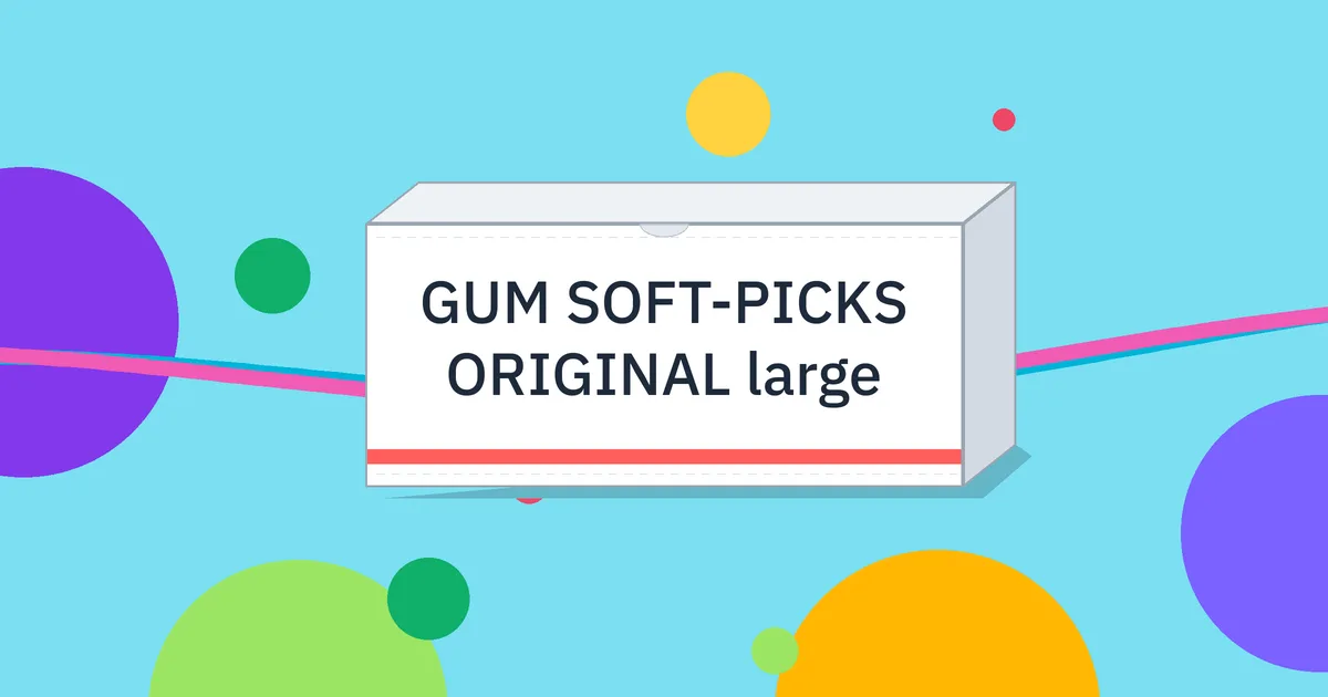 Symbolbild: Packung mit der Aufschrift GUM SOFT-PICKS ORIGINAL large (PZN 13170519) – Verfügbarkeit und Bezug in Apotheken in Frankfurt am Main