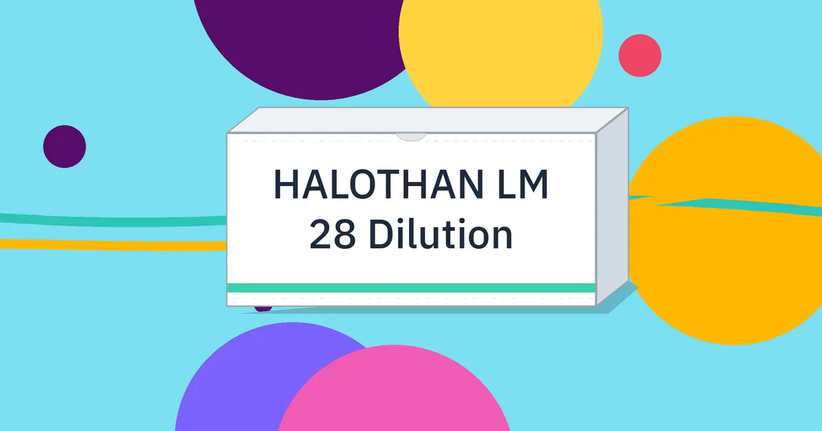 Symbolbild: Packung mit der Aufschrift HALOTHAN LM 28 Dilution (PZN 12884174) – Verfügbarkeit und Bezug in Apotheken in Frankfurt am Main