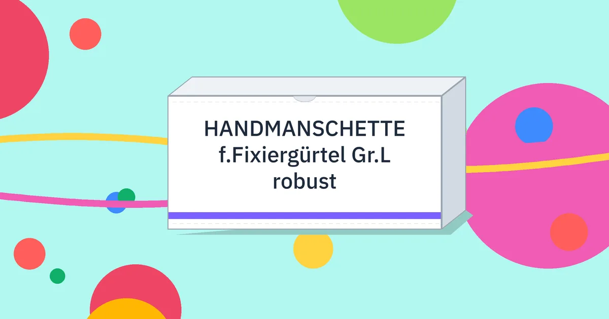 Symbolbild: Packung mit der Aufschrift HANDMANSCHETTE f.Fixiergürtel Gr.L robust (PZN 11577464) – Verfügbarkeit und Bezug in Apotheken in Frankfurt am Main