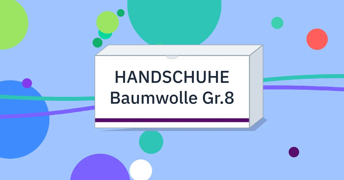 Symbolbild: Packung mit der Aufschrift HANDSCHUHE Baumwolle Gr.8 (PZN 12494243) – Verfügbarkeit und Bezug in Apotheken in Frankfurt am Main