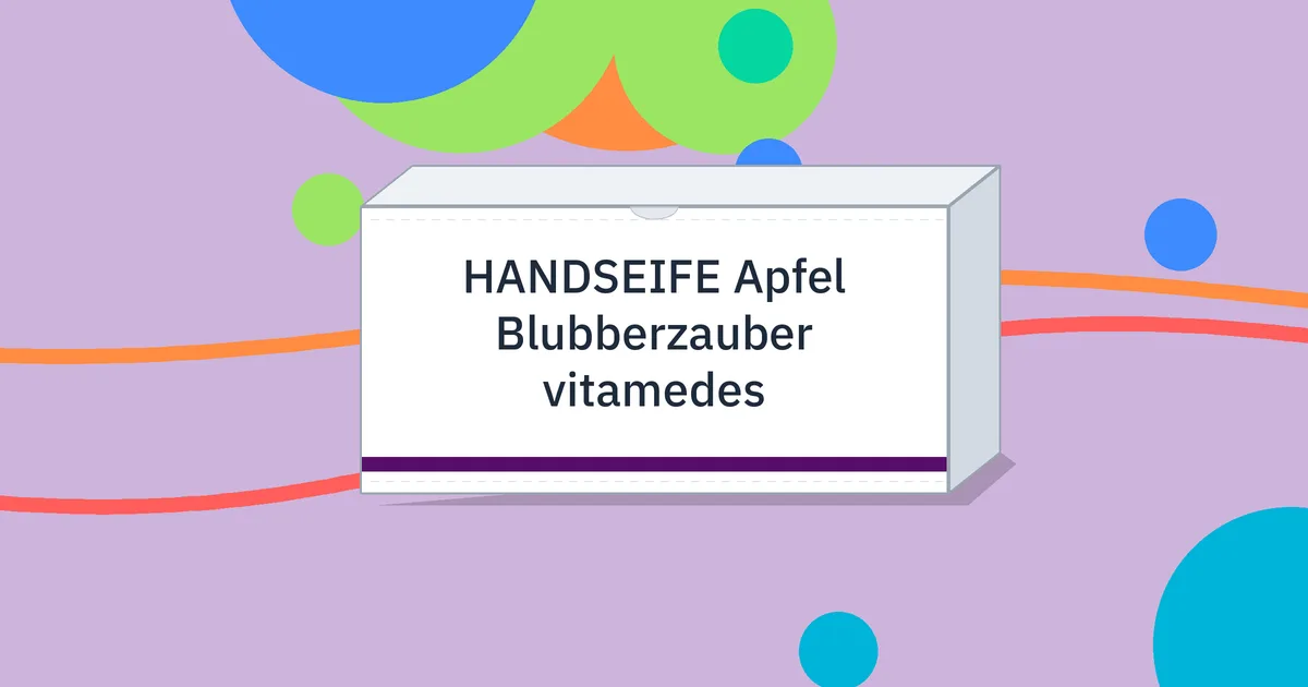Symbolbild: Packung mit der Aufschrift HANDSEIFE Apfel Blubberzauber vitamedes (PZN 19825246) – Verfügbarkeit und Bezug in Apotheken in Frankfurt am Main