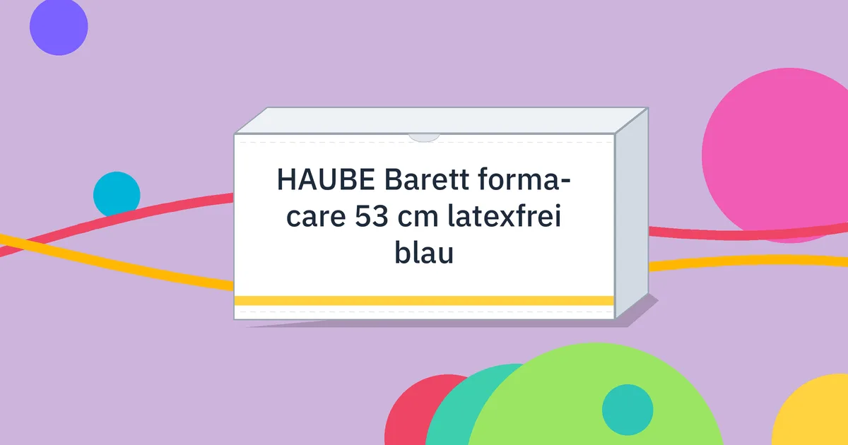 Symbolbild: Packung mit der Aufschrift HAUBE Barett forma-care 53 cm latexfrei blau (PZN 12373002) – Verfügbarkeit und Bezug in Apotheken in Frankfurt am Main