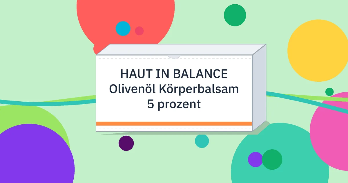 Symbolbild: Packung mit der Aufschrift HAUT IN BALANCE Olivenöl Körperbalsam 5 prozent (PZN 07371573) – Verfügbarkeit und Bezug in Apotheken in Frankfurt am Main