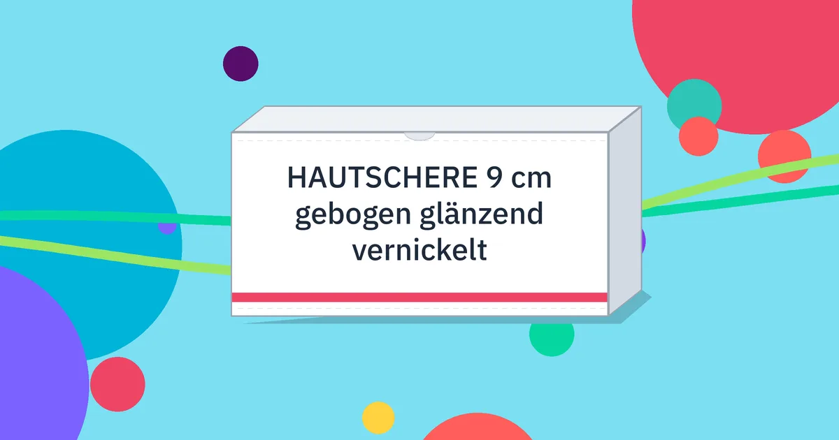 Symbolbild: Packung mit der Aufschrift HAUTSCHERE 9 cm gebogen glänzend vernickelt (PZN 20624168) – Verfügbarkeit und Bezug in Apotheken in Frankfurt am Main
