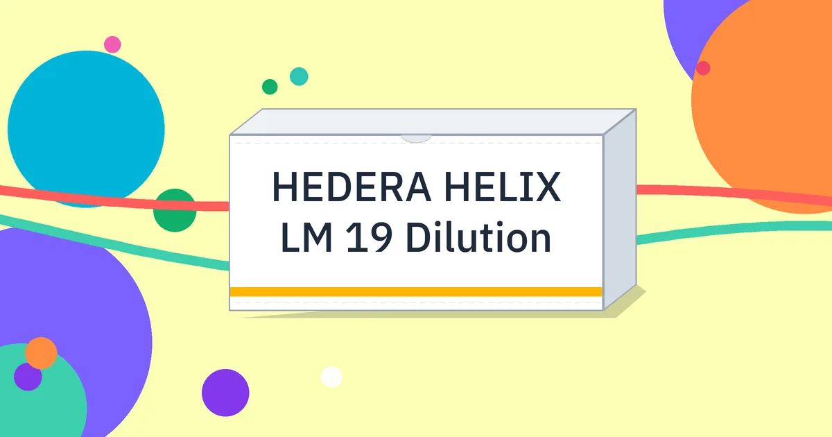 Symbolbild: Packung mit der Aufschrift HEDERA HELIX LM 19 Dilution (PZN 12885423) – Verfügbarkeit und Bezug in Apotheken in Frankfurt am Main