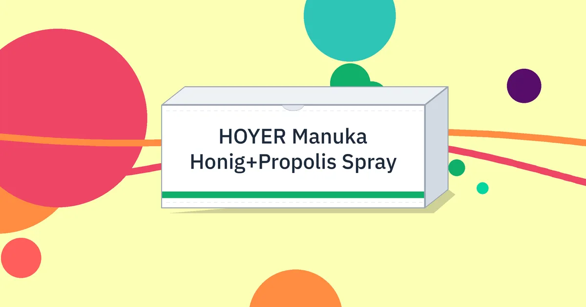 Symbolbild: Packung mit der Aufschrift HOYER Manuka Honig+Propolis Spray (PZN 19280746) – Verfügbarkeit und Bezug in Apotheken in Frankfurt am Main