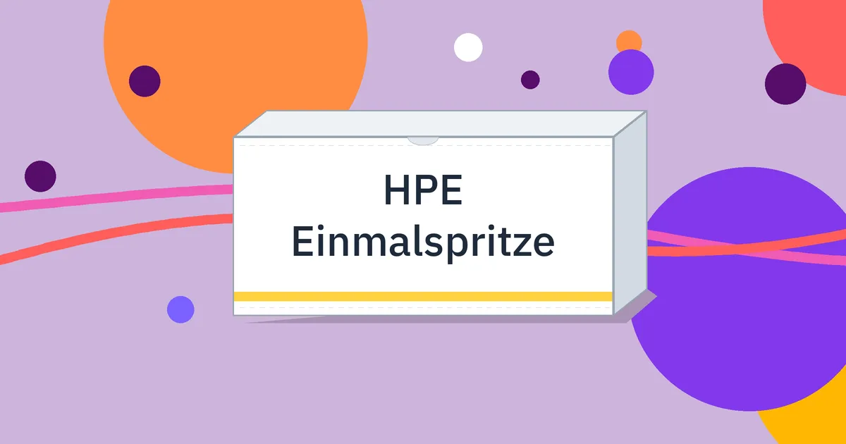 Symbolbild: Packung mit der Aufschrift HPE Einmalspritze (PZN 03876922) – Verfügbarkeit und Bezug in Apotheken in Frankfurt am Main