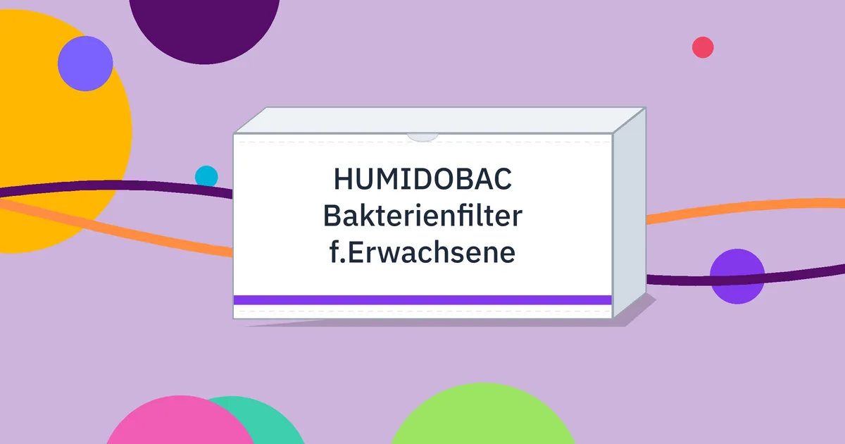 Symbolbild: Packung mit der Aufschrift HUMIDOBAC Bakterienfilter f.Erwachsene (PZN 19175073) – Verfügbarkeit und Bezug in Apotheken in Frankfurt am Main