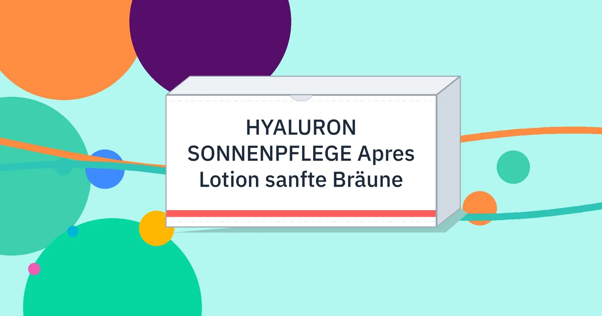 Symbolbild: Packung mit der Aufschrift HYALURON SONNENPFLEGE Apres Lotion sanfte Bräune (PZN 16964208) – Verfügbarkeit und Bezug in Apotheken in Frankfurt am Main