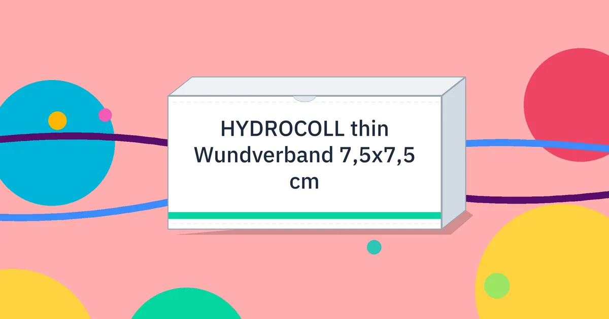 Symbolbild: Packung mit der Aufschrift HYDROCOLL thin Wundverband 7,5x7,5 cm (PZN 17391418) – Verfügbarkeit und Bezug in Apotheken in Frankfurt am Main