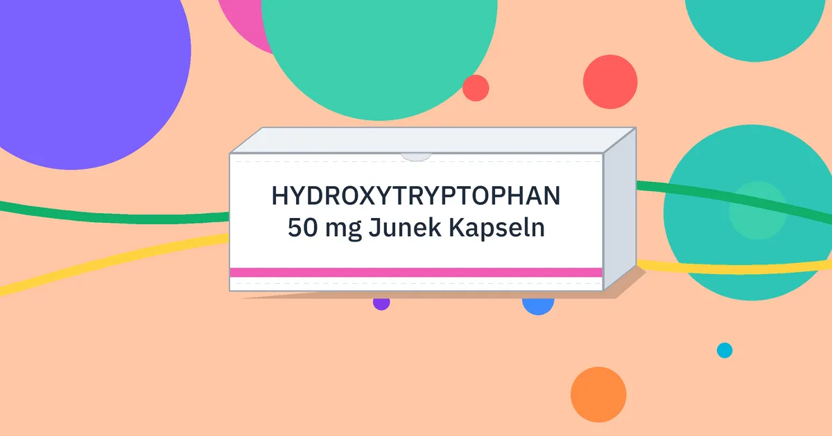 Symbolbild: Packung mit der Aufschrift HYDROXYTRYPTOPHAN 50 mg Junek Kapseln (PZN 10337321) – Verfügbarkeit und Bezug in Apotheken in Frankfurt am Main
