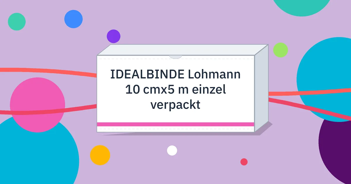 Symbolbild: Packung mit der Aufschrift IDEALBINDE Lohmann 10 cmx5 m einzel verpackt (PZN 15998458) – Verfügbarkeit und Bezug in Apotheken in Frankfurt am Main