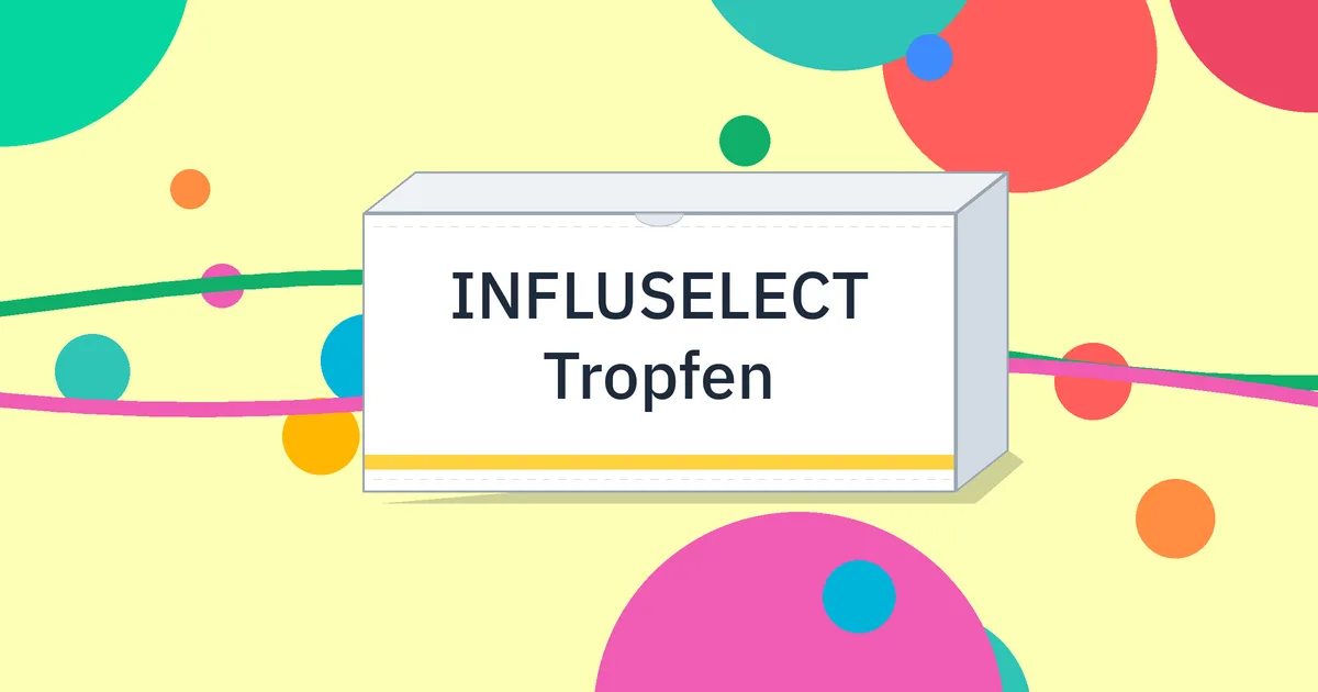 Symbolbild: Packung mit der Aufschrift INFLUSELECT Tropfen (PZN 18677298) – Verfügbarkeit und Bezug in Apotheken in Frankfurt am Main