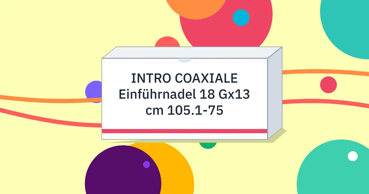 Symbolbild: Packung mit der Aufschrift INTRO COAXIALE Einführnadel 18 Gx13 cm 105.1-75 (PZN 16946541) – Verfügbarkeit und Bezug in Apotheken in Frankfurt am Main