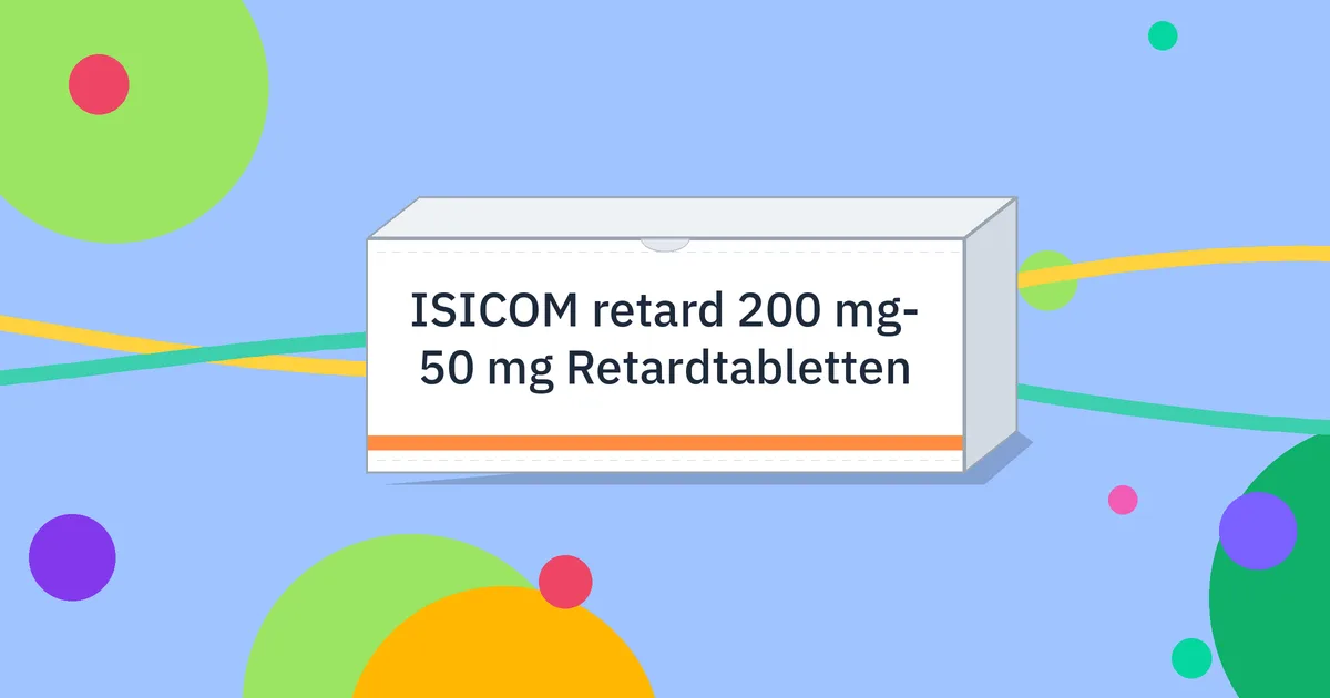 Symbolbild: Packung mit der Aufschrift ISICOM retard 200 mg-50 mg Retardtabletten (PZN 09614229) – Verfügbarkeit und Bezug in Apotheken in Frankfurt am Main