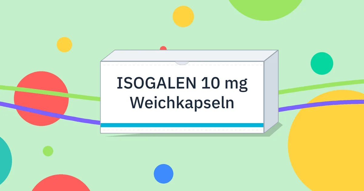 Symbolbild: Packung mit der Aufschrift ISOGALEN 10 mg Weichkapseln (PZN 03508897) – Verfügbarkeit und Bezug in Apotheken in Frankfurt am Main