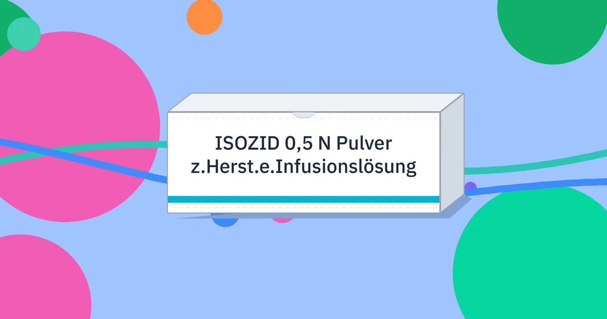 Symbolbild: Packung mit der Aufschrift ISOZID 0,5 N Pulver z.Herst.e.Infusionslösung (PZN 04250018) – Verfügbarkeit und Bezug in Apotheken in Frankfurt am Main