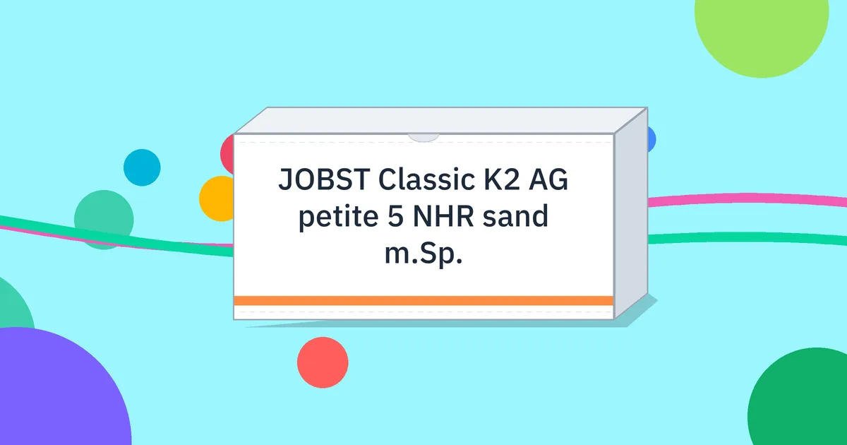 Symbolbild: Packung mit der Aufschrift JOBST Classic K2 AG petite 5 NHR sand m.Sp. (PZN 11273824) – Verfügbarkeit und Bezug in Apotheken in Frankfurt am Main