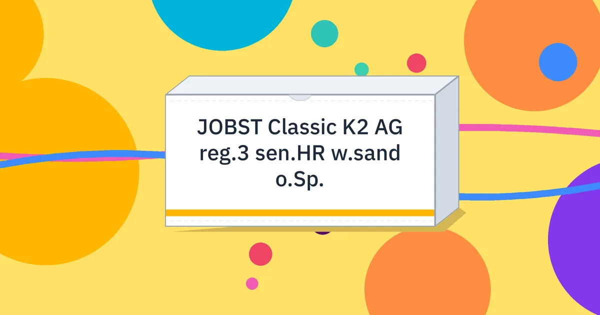 Symbolbild: Packung mit der Aufschrift JOBST Classic K2 AG reg.3 sen.HR w.sand o.Sp. (PZN 17960721) – Verfügbarkeit und Bezug in Apotheken in Frankfurt am Main